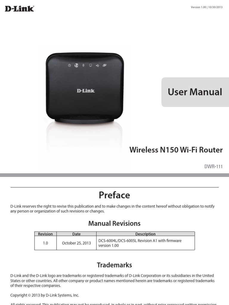 DWR 111 A1 Manual v1 00 57e77685400dd | PDF | Ip Address | Wi Fi