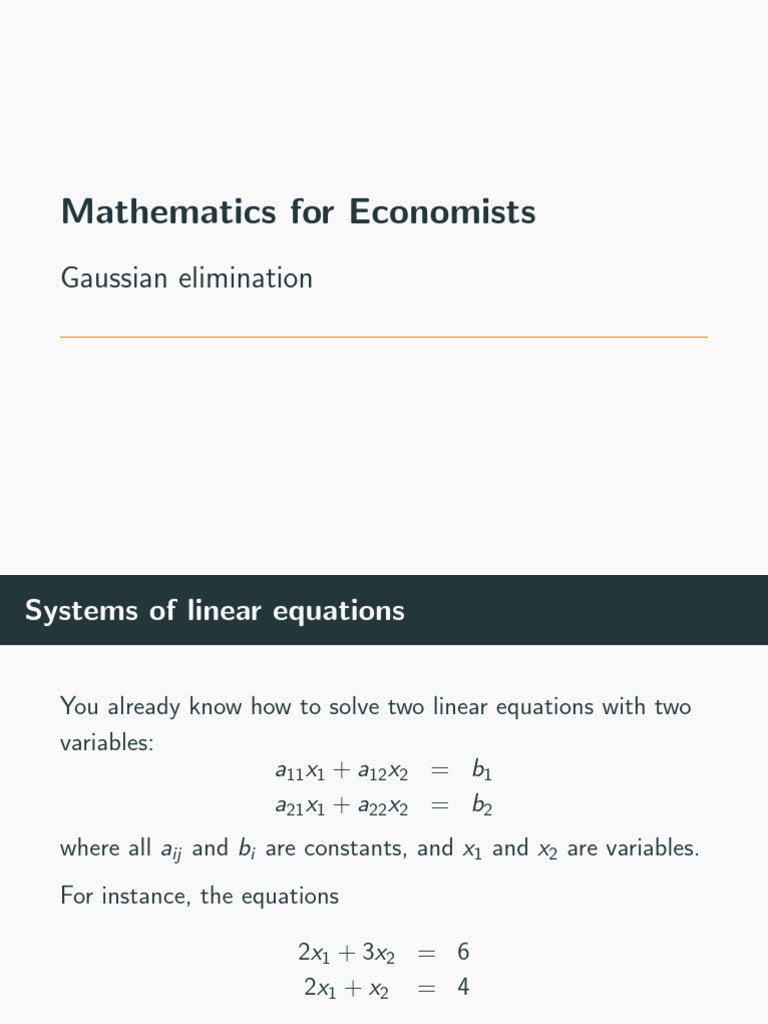 3.2 Gaussian Elimination Slides | PDF | Matrix (Mathematics) | System ...