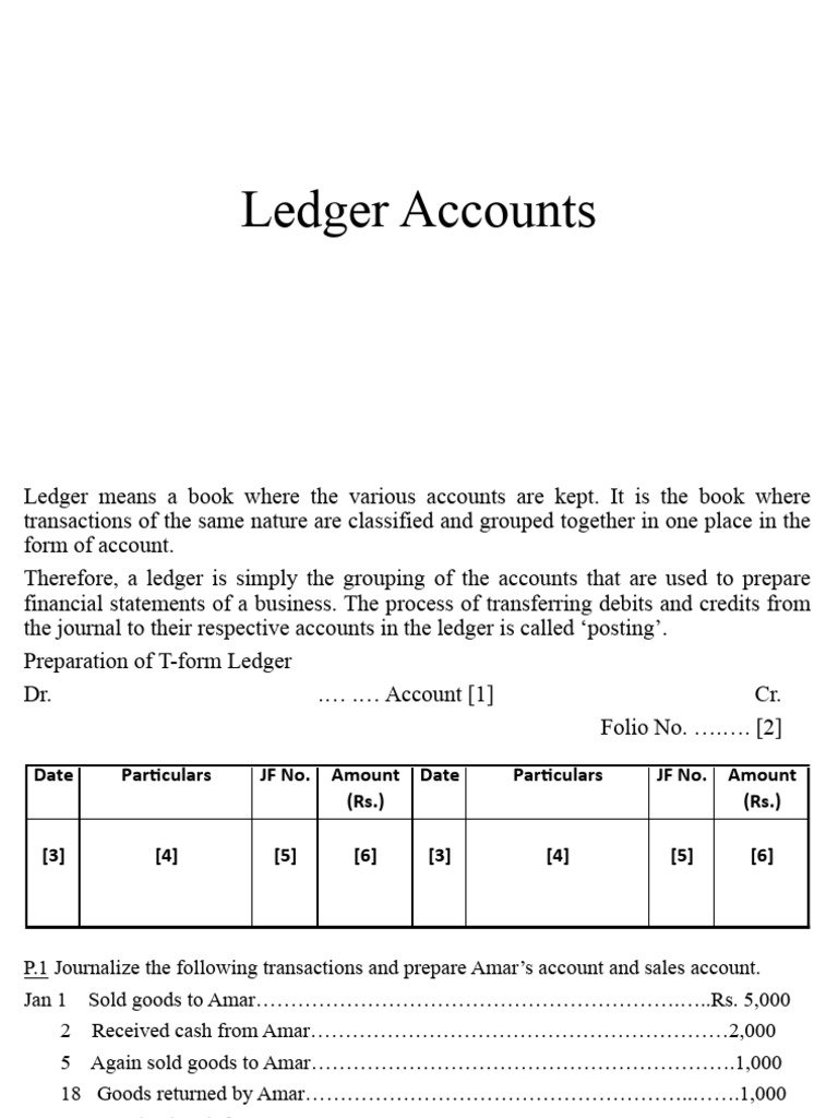 Ledger Accounts Pdf Debits And Credits Business