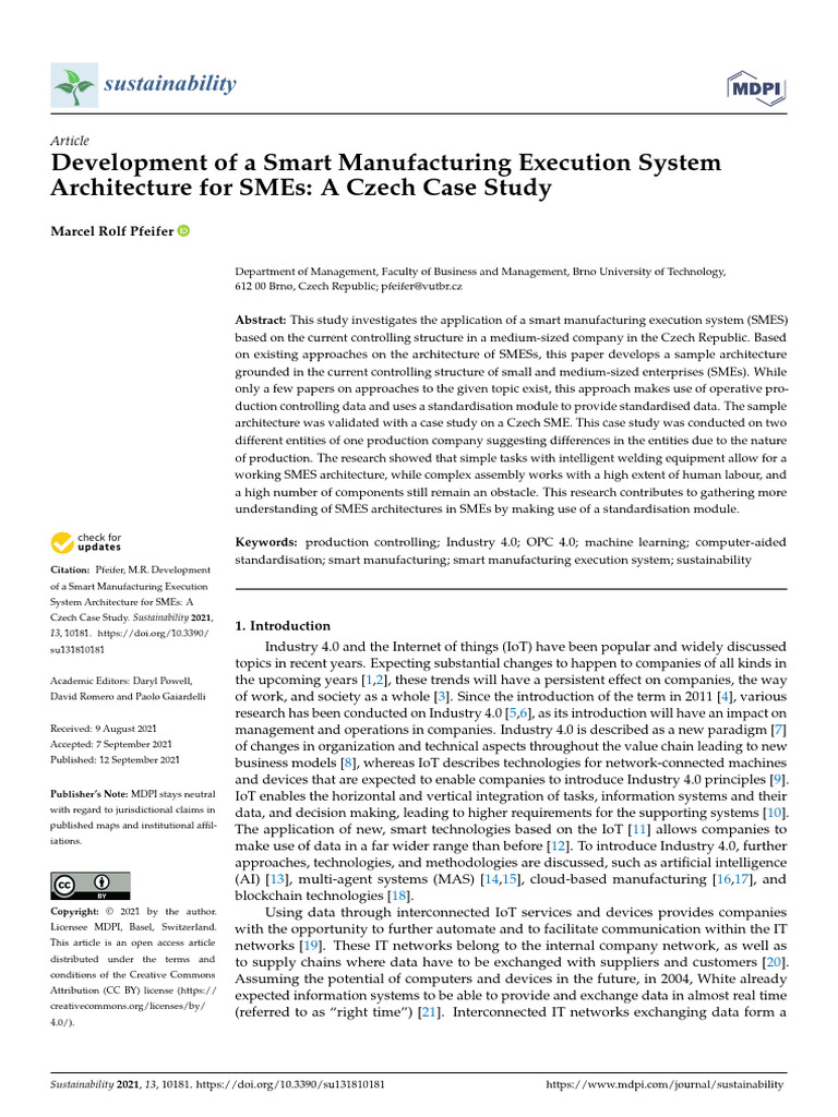 Development of a Smart Manufacturing Execution System | PDF | Small And Medium Sized Enterprises ...