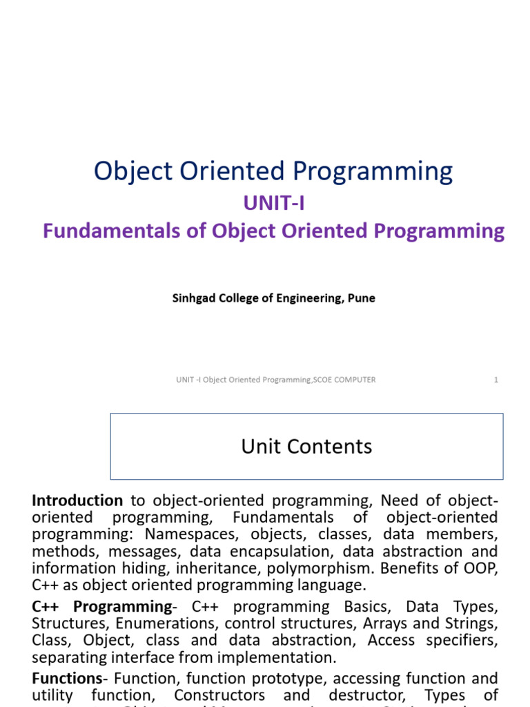 Fundamentals of OOP in C++ | PDF | Object Oriented Programming | Namespace