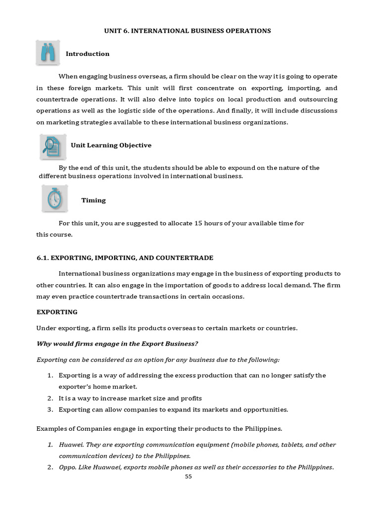 Unit 6 International Business Operations | PDF | Supply Chain | Lean ...