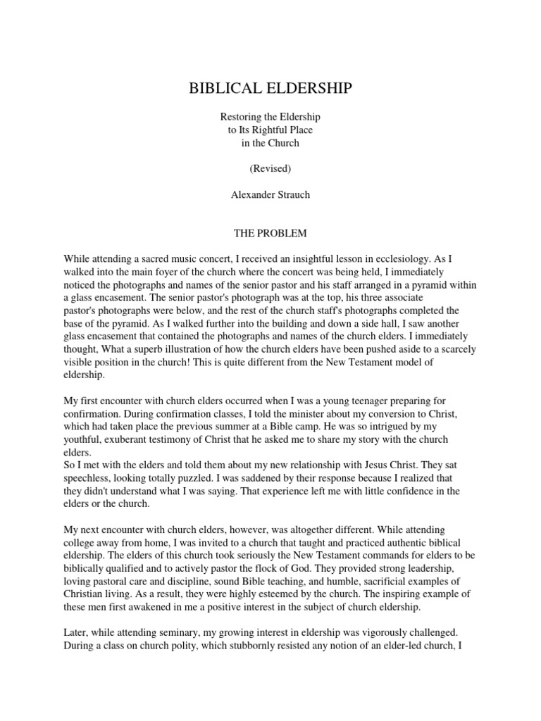 Biblical Eldership | PDF | Elder (Christianity) | Paul The Apostle
