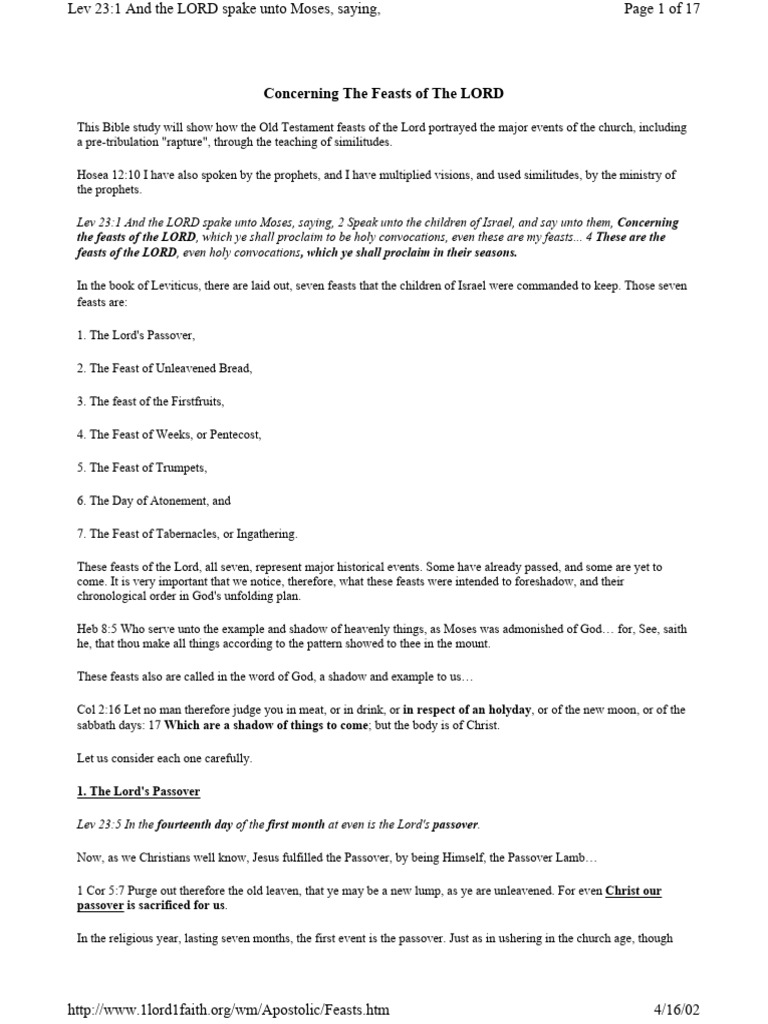 Old Testament Feasts and Church Events | PDF | Passover | Jesus