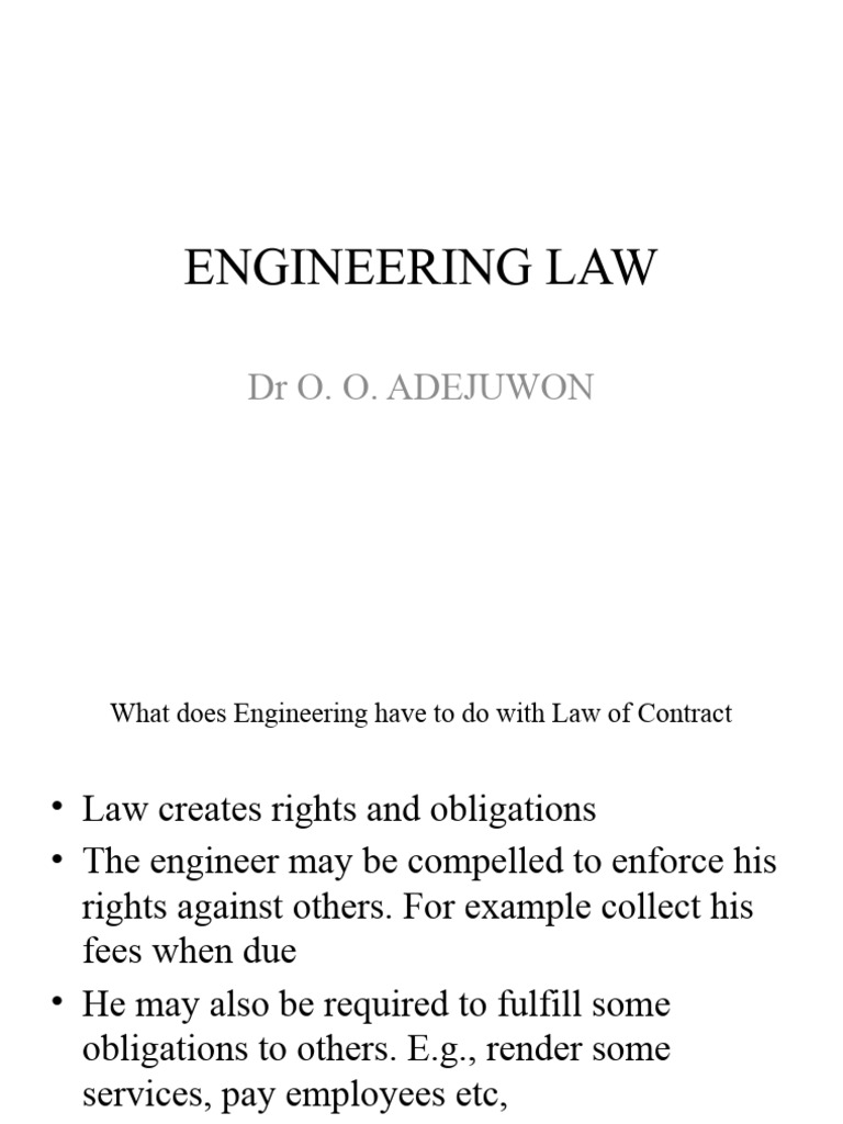Engineering Law 112129 | PDF | Consideration | Offer And Acceptance