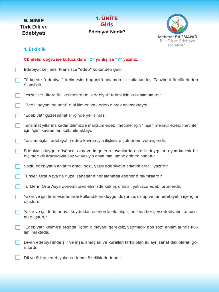 Tde-9 Sinif1 Nite | PDF