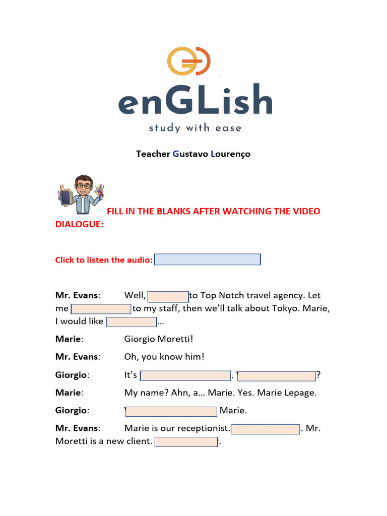 Live Worksheet Video Dialogue | PDF