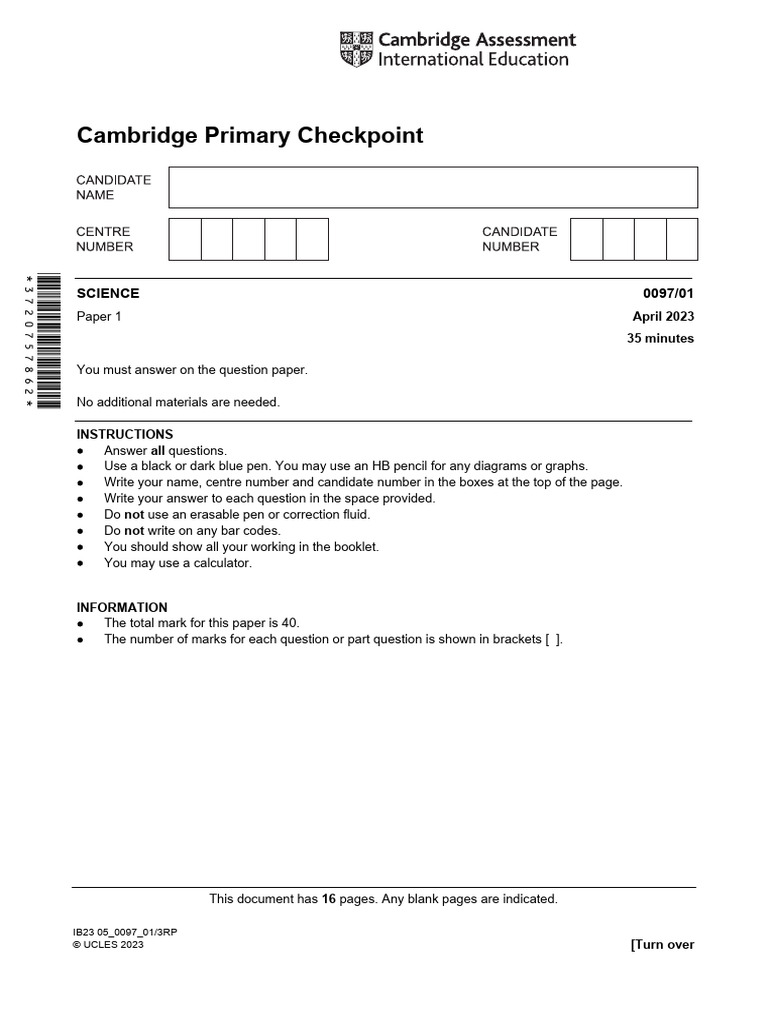 Cambridge Primary Science Checkpoint 2023 | PDF | Rock (Geology)