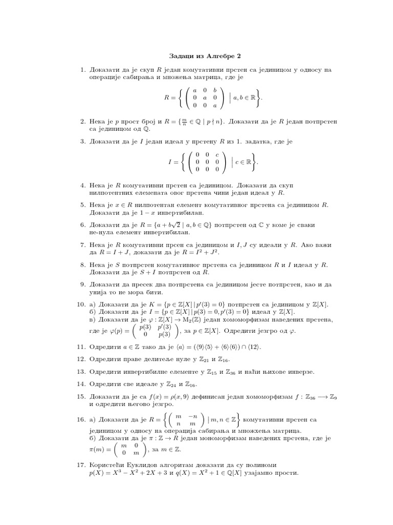 Zadaci Algebra 2 | PDF