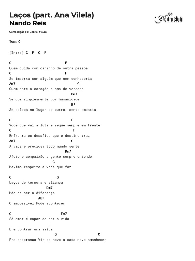 Nando Reis - Laços (Part. Ana Vilela) | PDF | Amor