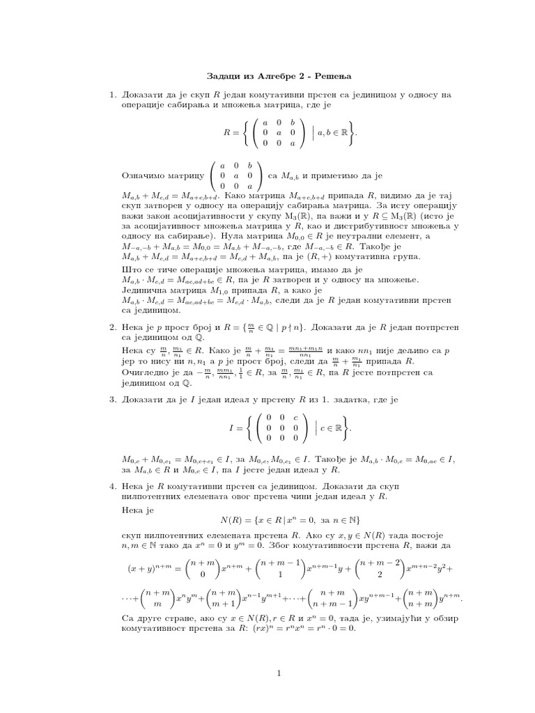 Resenja Algebra 2 | PDF