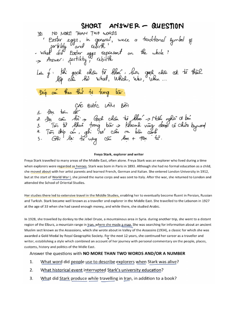 IELTS Reading - Short Answer - Question | PDF