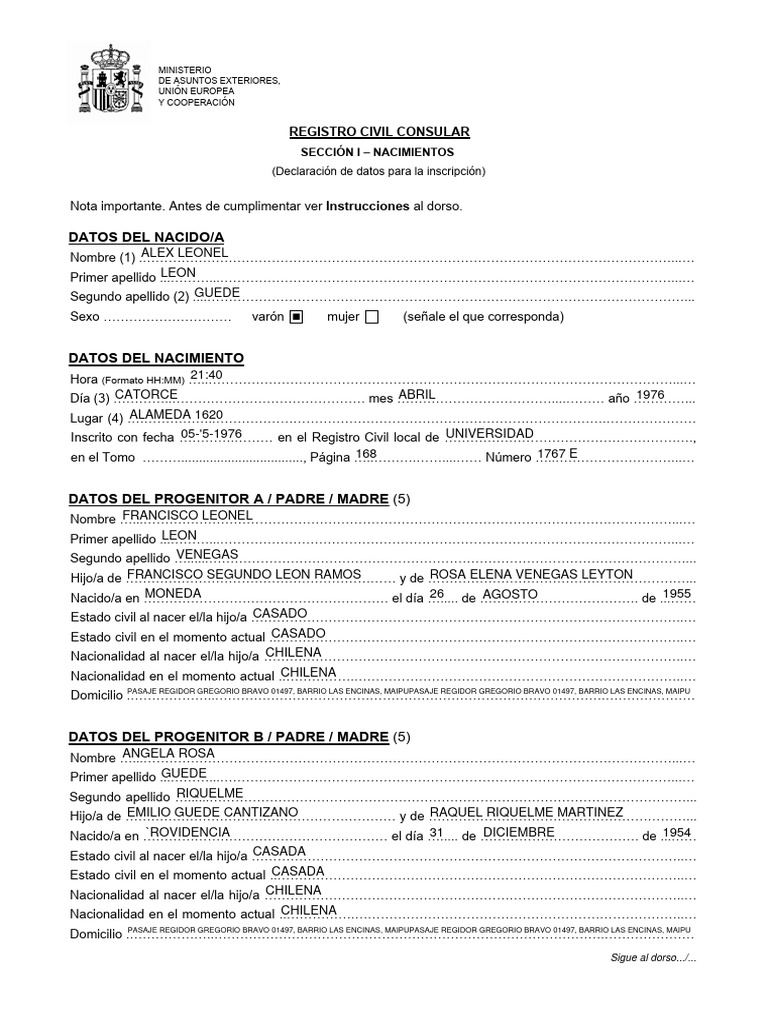 Hoja Declaratoria Inscripción Nacimiento | Descargar gratis PDF | Documento de identidad