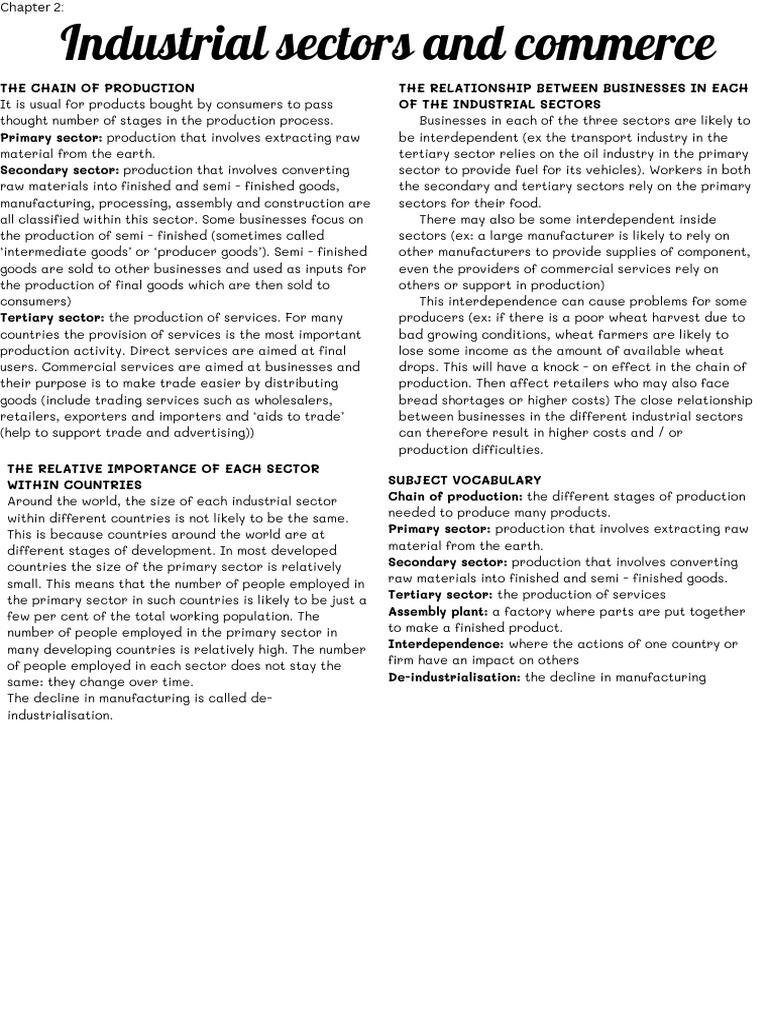 Chapter 2 Industrial Sectors and Commerce | PDF | Goods | Commerce
