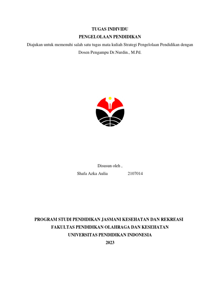 Shafa Azka Aulia - 2107014 - Tugas Pengelolaan Pendidikan | PDF