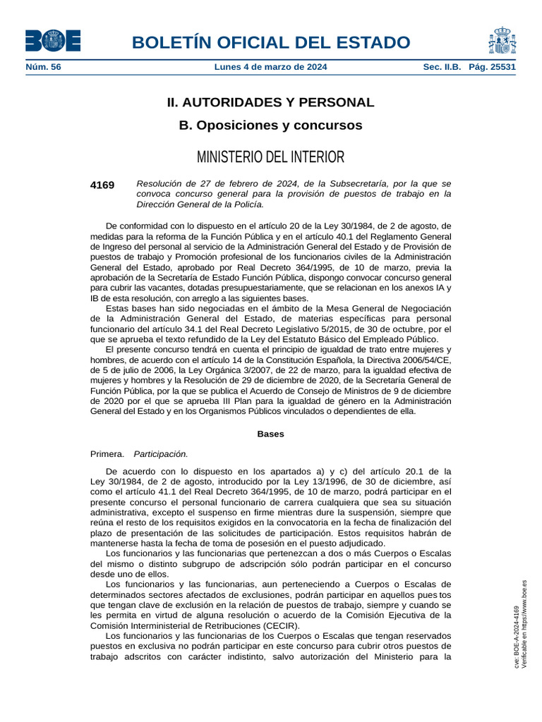 Boe A 2024 4169 | PDF | Ministerio (Departamento de Gobierno) | Gobierno