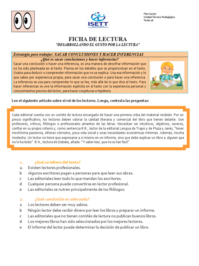 Texto 16 Sacar Conclusiones y Hacer Inferencias | PDF | Inferencia | Publicación