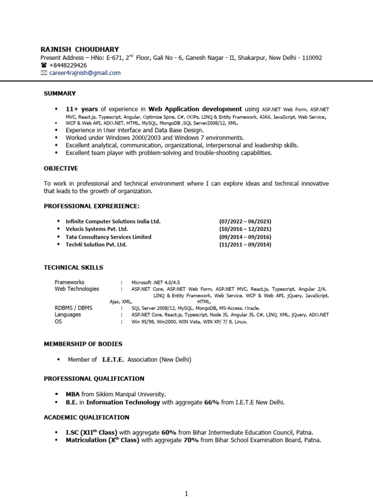 Naukri RajnishChoudhary (11y 2m) | PDF | Language Integrated Query | Ajax (Programming)
