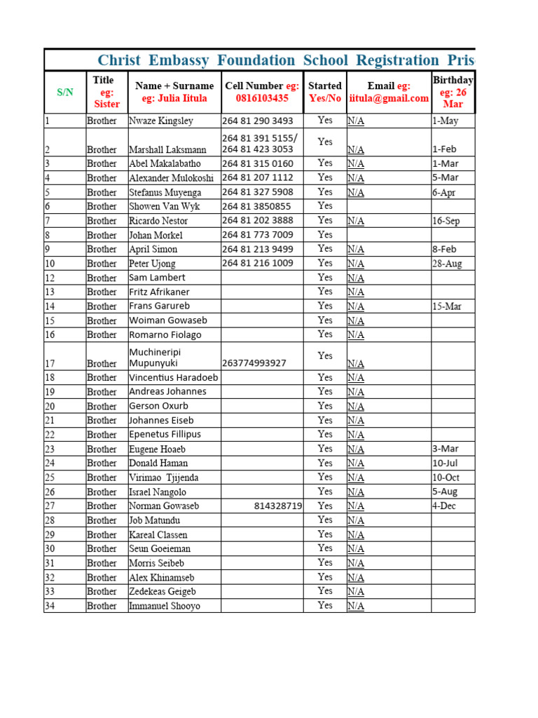 Foundation School Registration Template | PDF