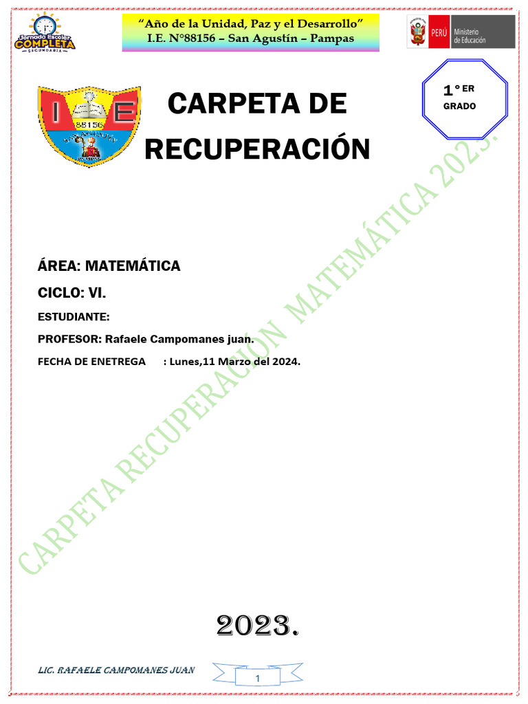Carpeta Recup - Matem 2023 | PDF | Exponenciación | Multiplicación