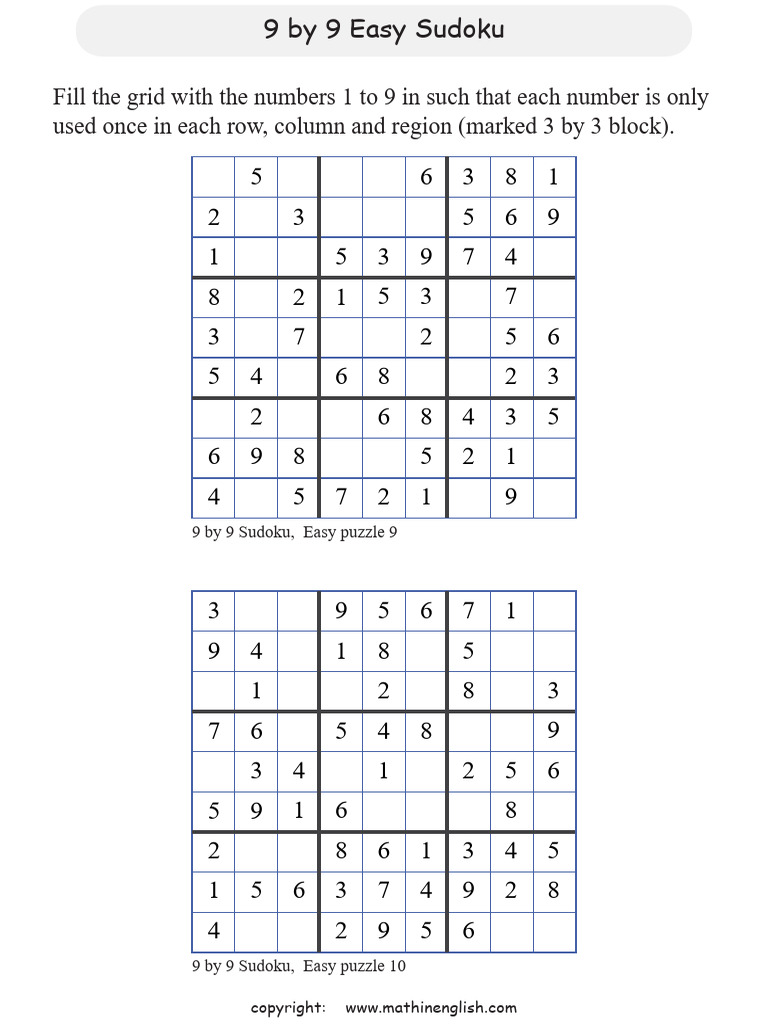Sudoku 9 by 9 Easy 5 | PDF | Logic Puzzles | Popular Scholarship