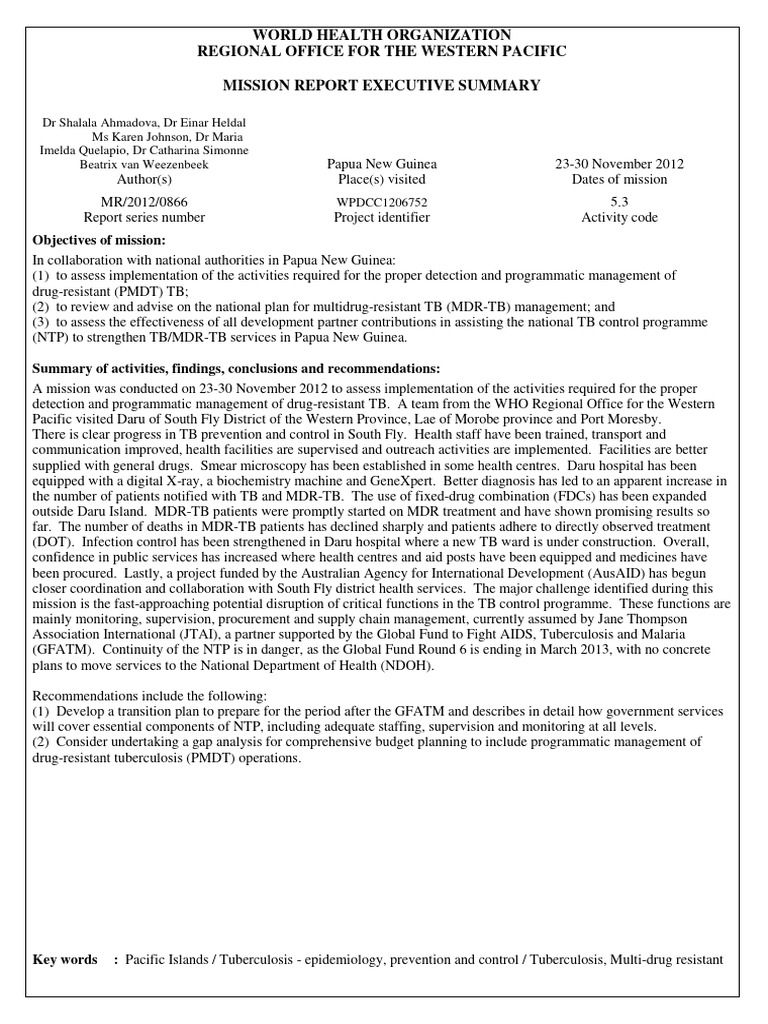 PNG TB Who Report | PDF | Tuberculosis | Health Care
