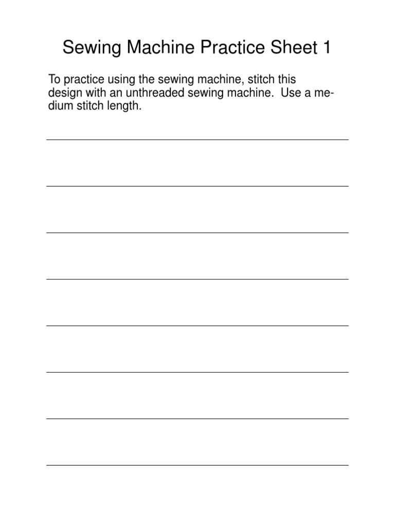 Sewing Machine Practice Sheet 1 | PDF