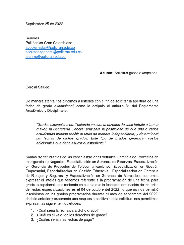 Carta Grados | PDF | Business | Economias