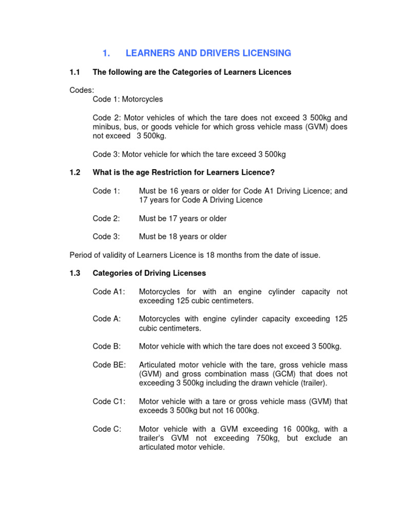 Namibia Learners & Drivers License Guide | PDF | Driver's License ...