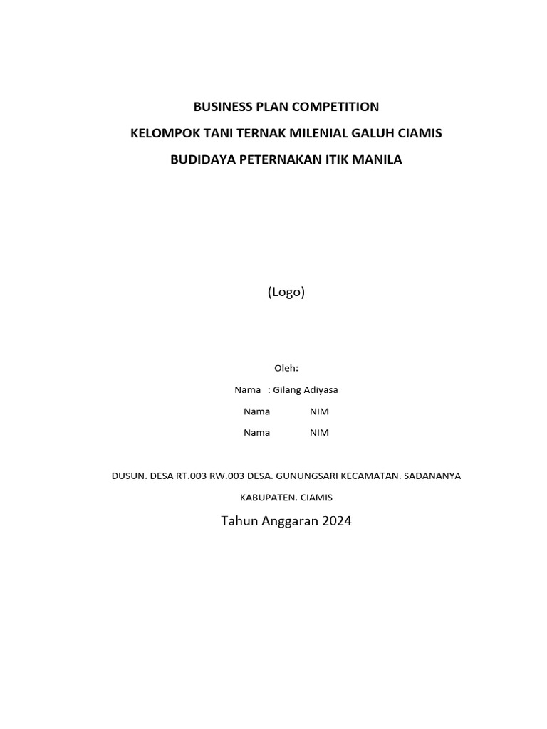 Template Proposal Business Plan | PDF