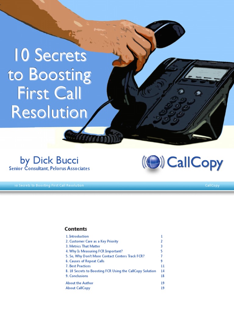 Secrets To Boosting First Call Resolution | PDF | Call Centre ...