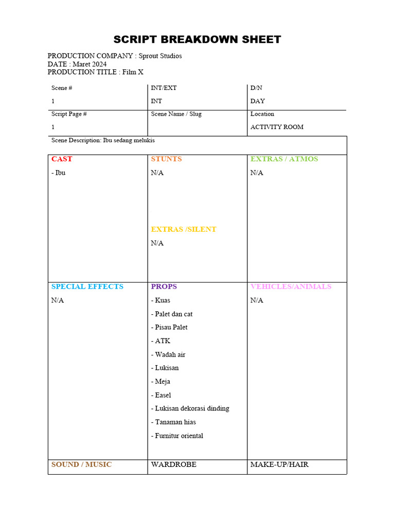 Film X Script Breakdown Overview | PDF | Video | Performing Arts
