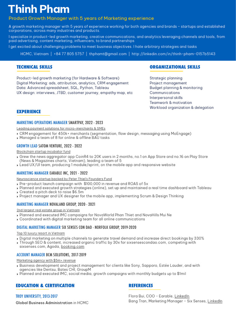 Marketing - Thinh Pham - CV | PDF | Marketing | Analytics