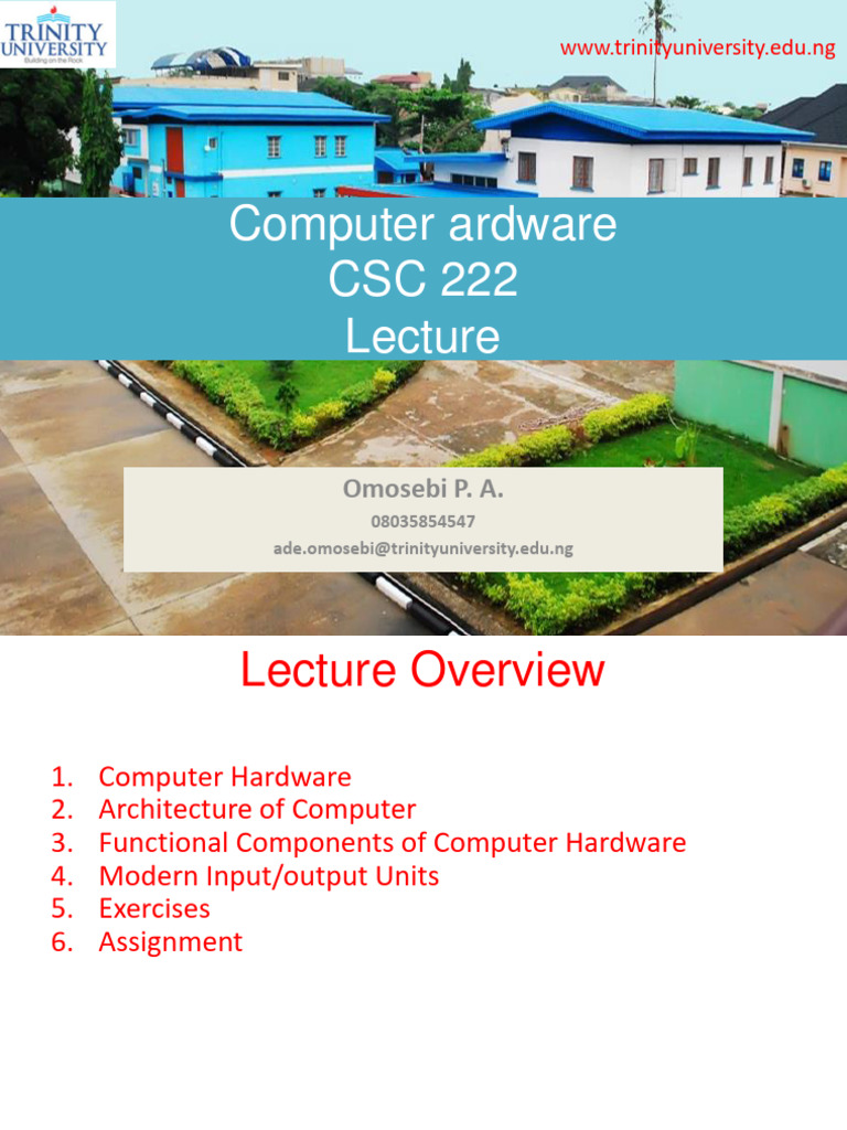 CSC 222 - Lecture 1 | PDF | Computer Hardware | Computer Data Storage CSC 222 - Lecture 1 | PDF | Computer Hardware | Computer Data Storage