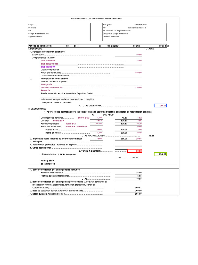Modelo Nómina | Descargar gratis PDF | Salario | Negocios económicos