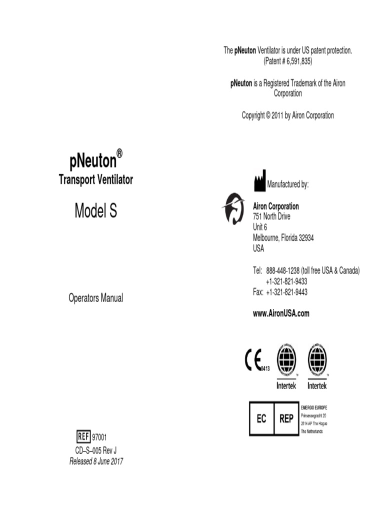 CD S 005 Rev J Pneuton S Users Manual English | PDF | Breathing ...