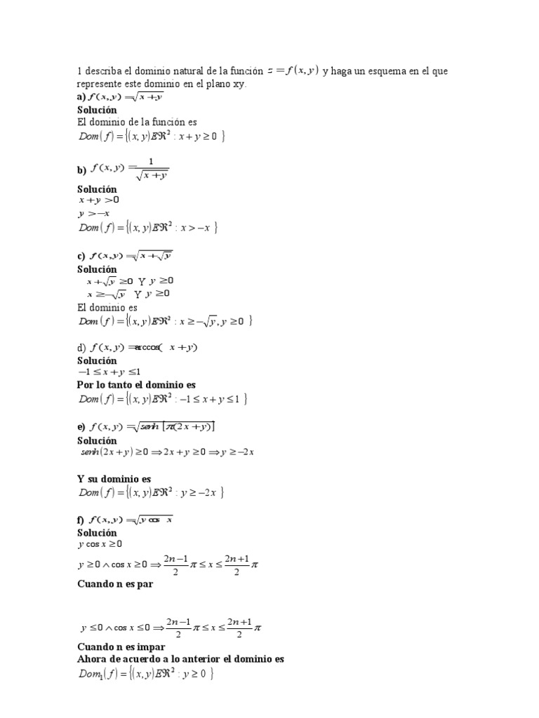 1 Describa El Dominio Natural de La Función | PDF | Álgebra | Álgebra ...