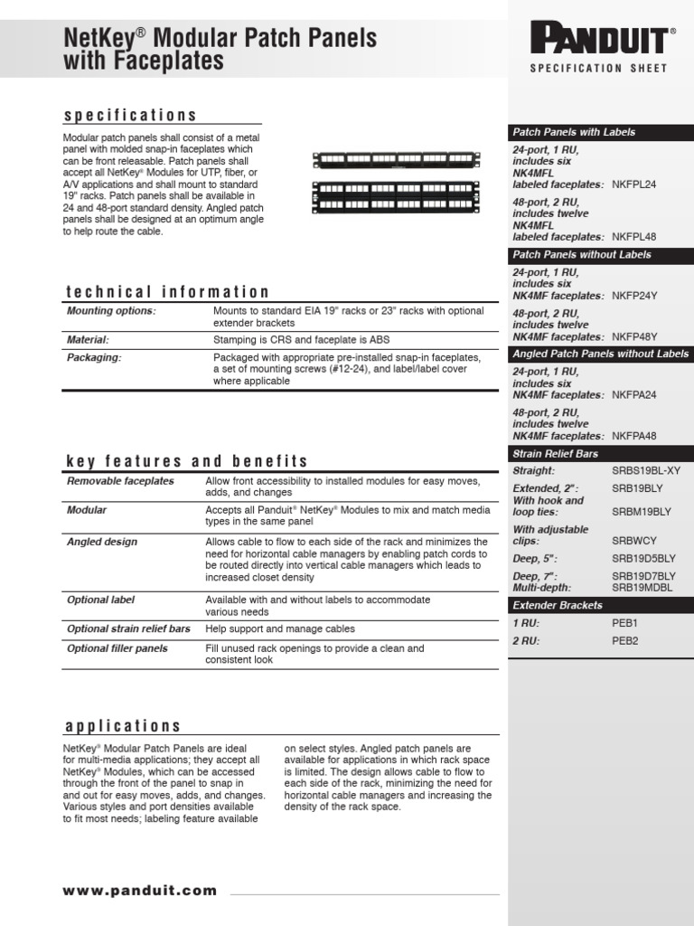 Pach Panel Modular Panduit | PDF | Equipment | Manufactured Goods