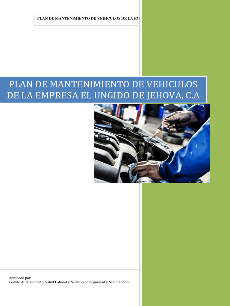 Modelo de Plan de Mantenimiento de Vehiculos | PDF | Direccion | Inyección de combustible