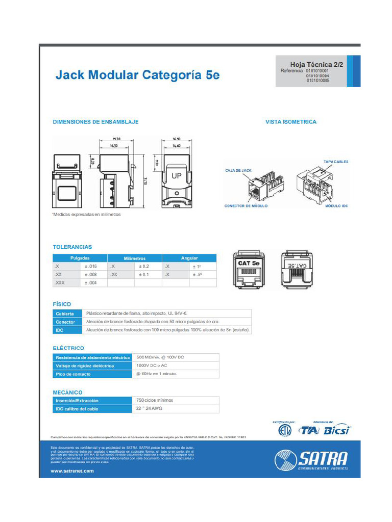 Caja Modulara Telefono Cat 5e Satra | PDF Caja Modulara Telefono Cat 5e Satra | PDF