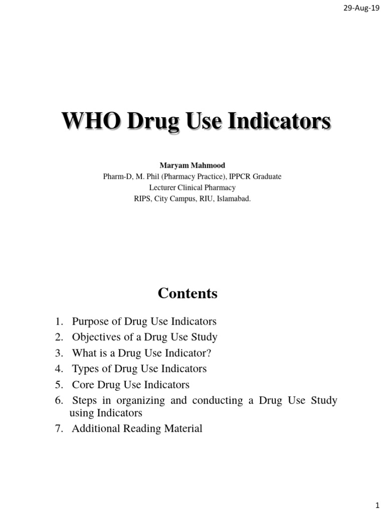 WHO Drug Use Indicators | PDF | Health Care | Substance Abuse