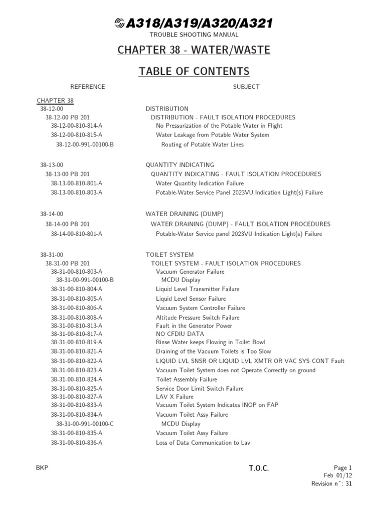 A320 Water/Waste Troubleshooting Guide | PDF | Relay | Leak