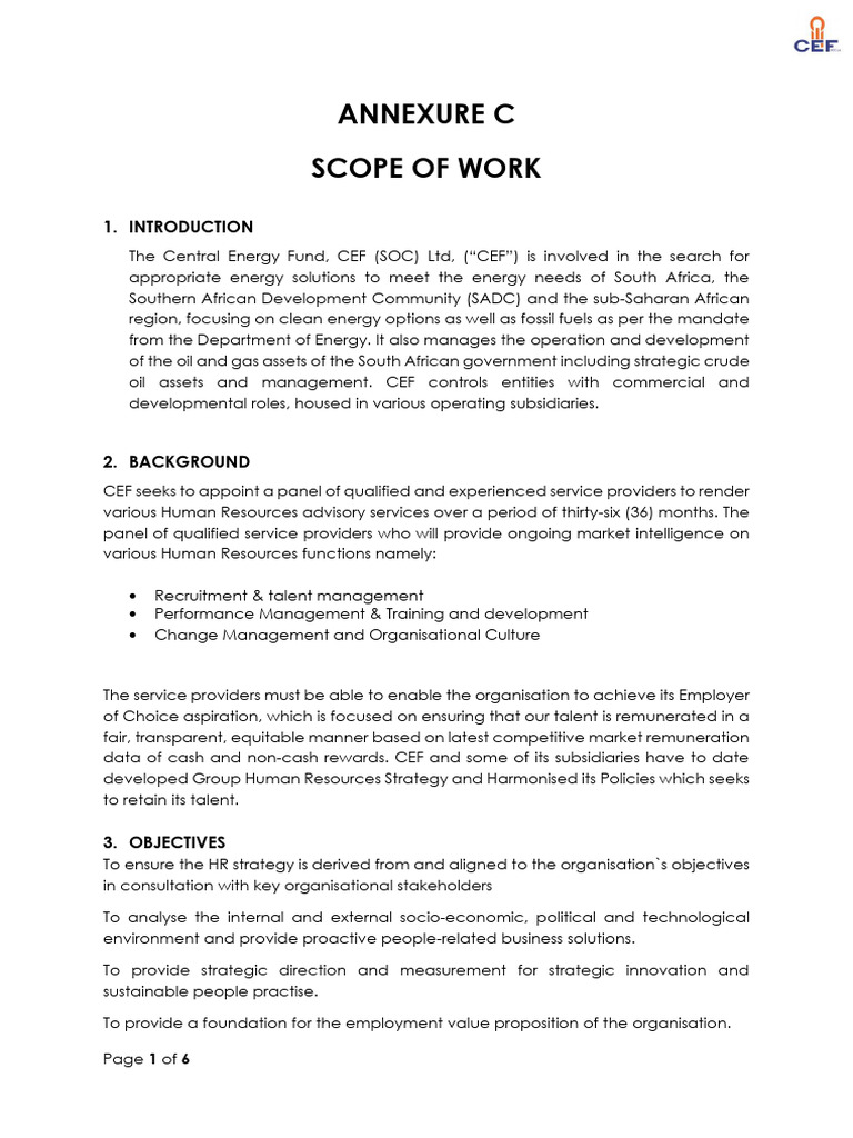 Annexure C - SCOPE OF WORK | PDF | Learning | Talent Management