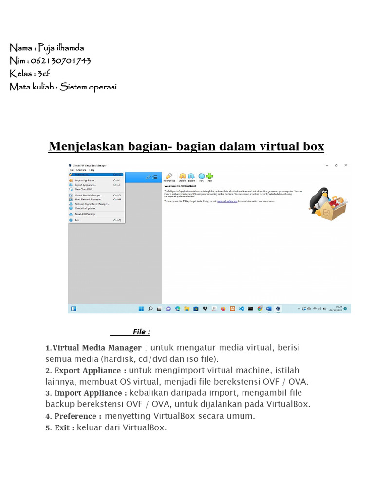 Panduan Menu VirtualBox untuk Pemula | PDF | Komputer | Teknologi & Rekayasa