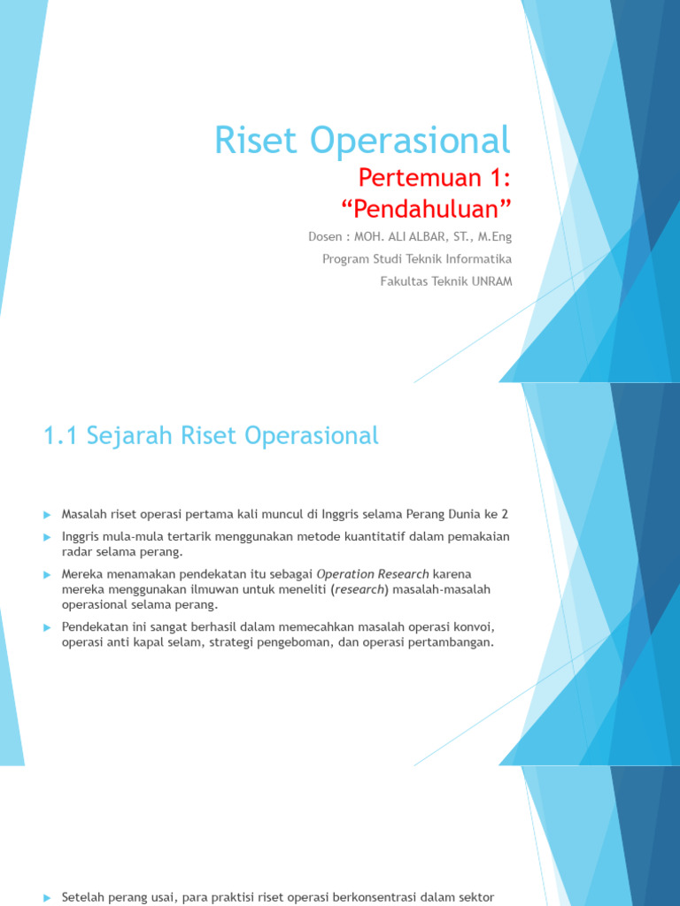 Riset Operasi - Pertemuan 1 (2020) | PDF