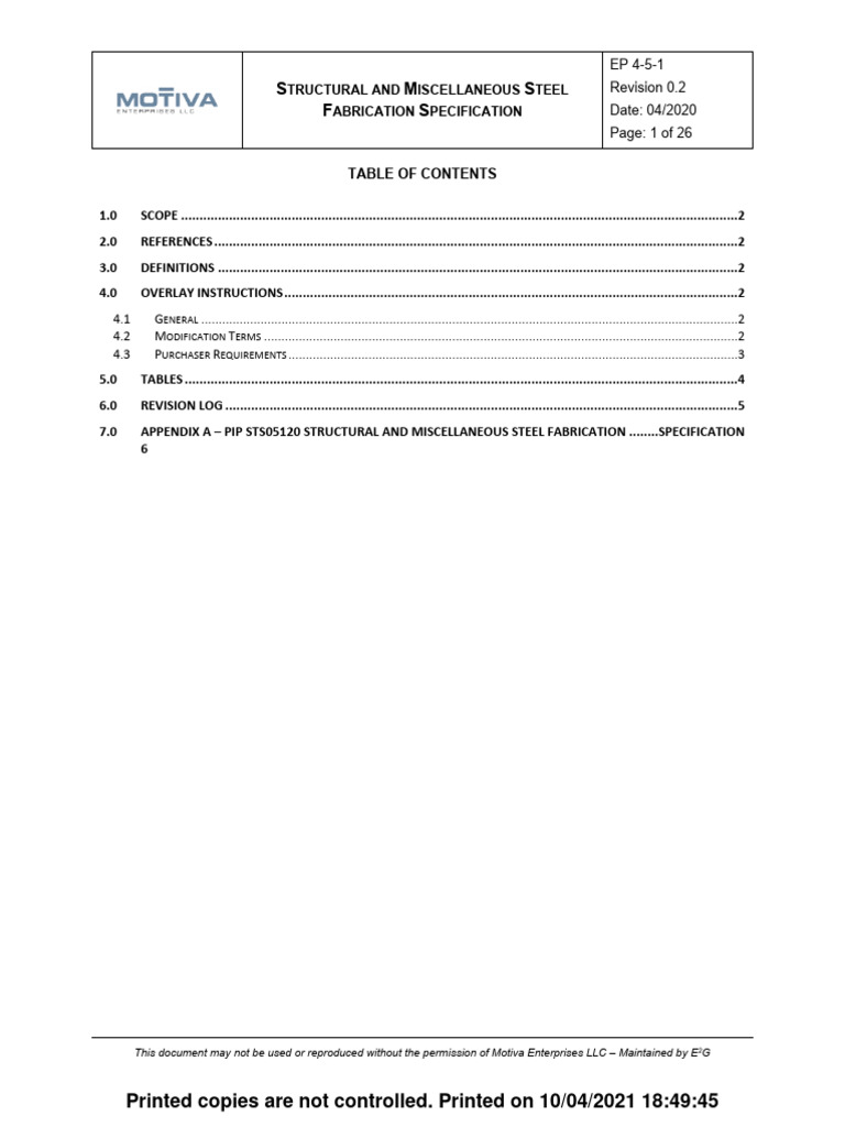 EP - 4-5-1 - Structural - and Miscellaneous Steel Fabrication Specification | PDF ...