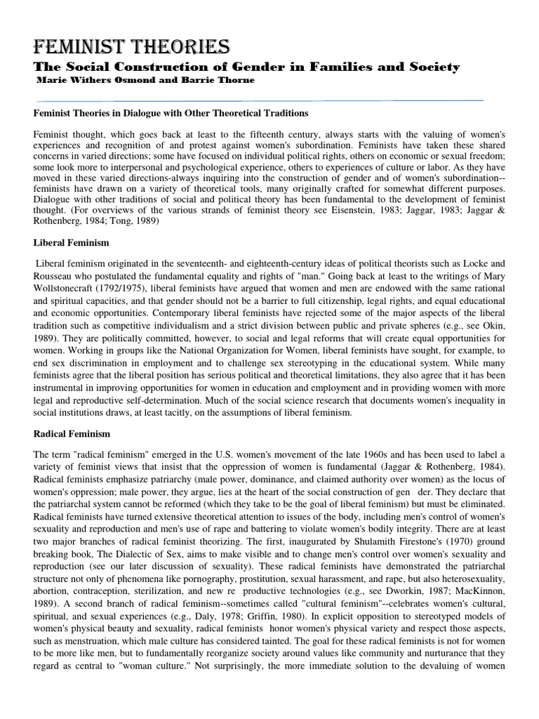 Feminist Theories | PDF