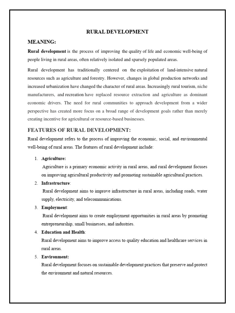 RURAL DEVELOPMENT | PDF | Rural Development | Poverty