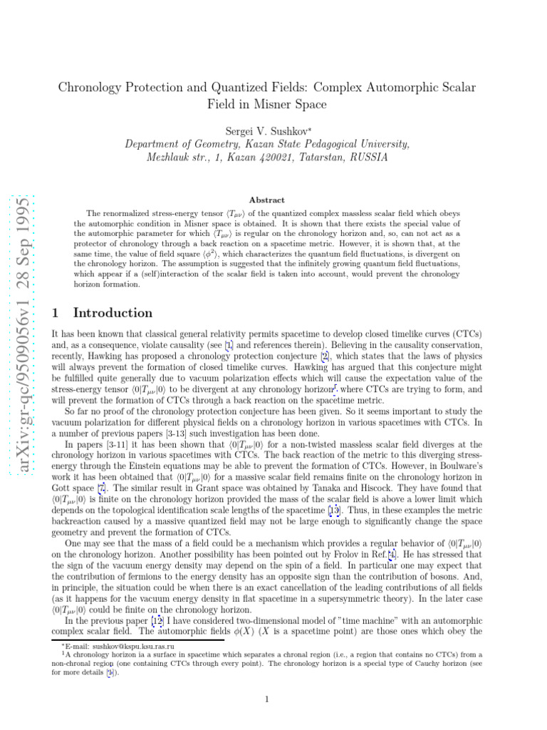 Chronology Protection and Quantized Fields: Complex Automorphic Scalar ...