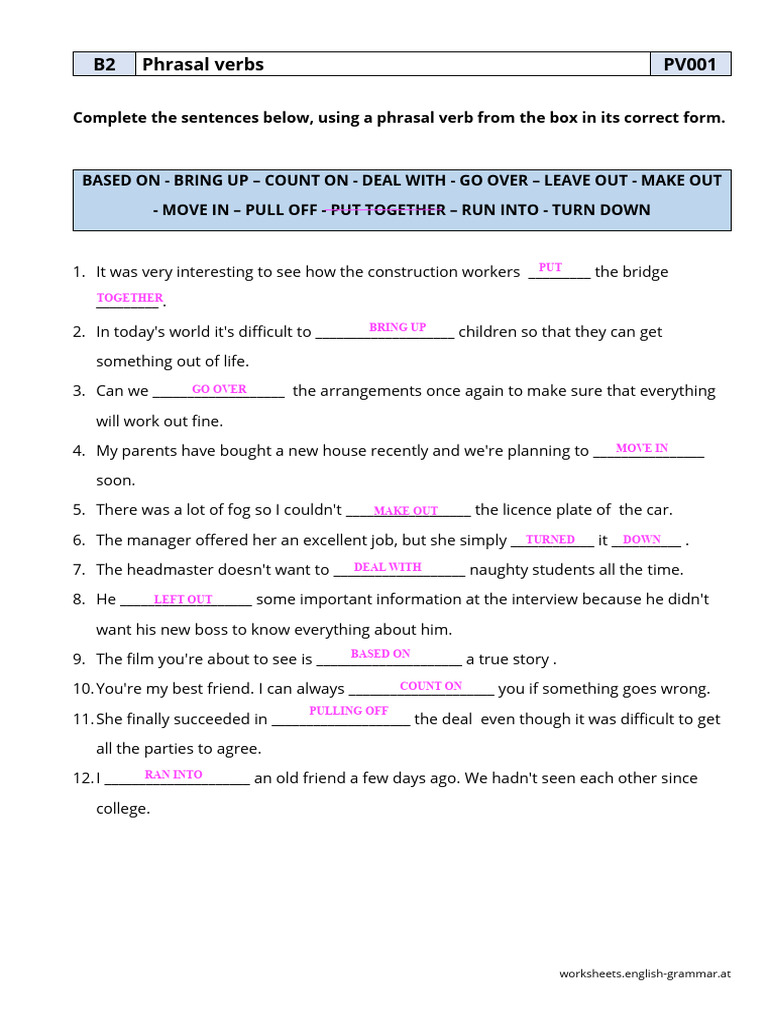 pv001 Phrasal Verbs | PDF | Linguistic Morphology | Language Mechanics